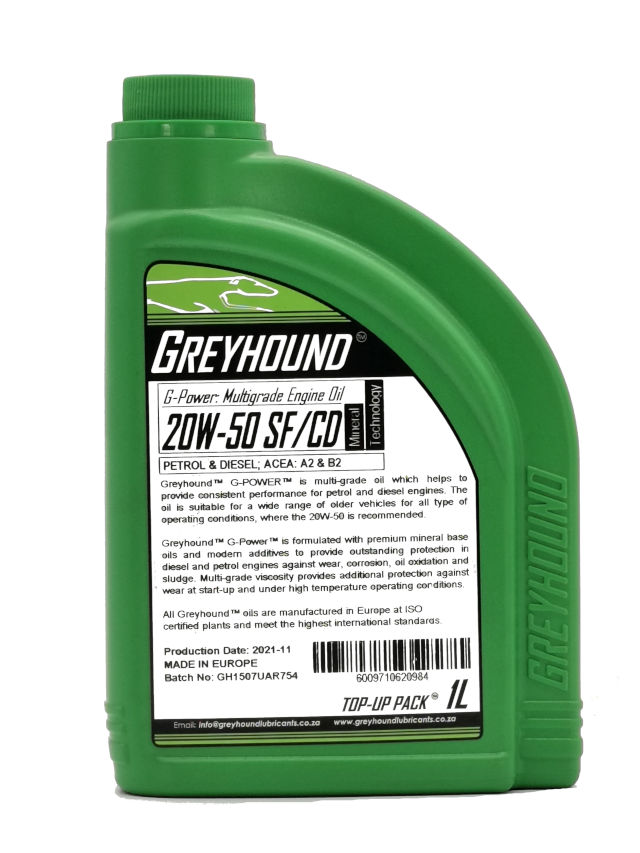 1L Greyhound Lubricant Mineral G-Power 20w50 SF/CD Engine Oil For ...