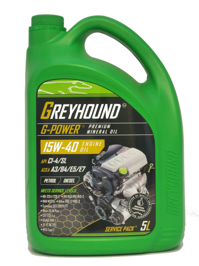 5L Greyhound Lubricant Mineral G-Power 15w40 CI-4/SL Engine Oil For ...