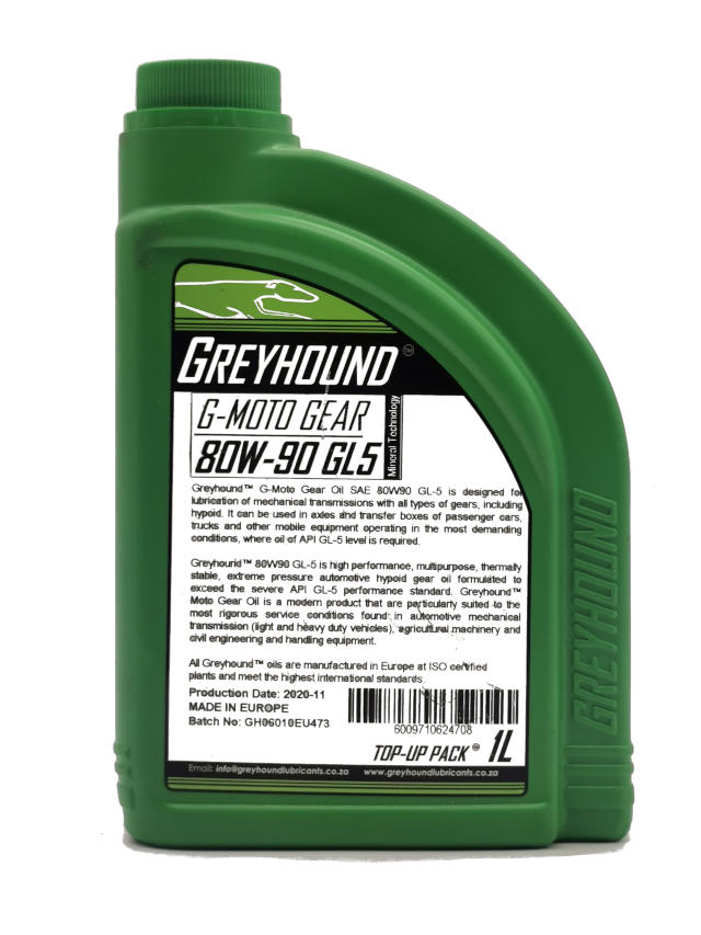 1L Greyhound Lubricants G-Moto Gear 80w90 GL-5 80W-90 Gear Oil For ...